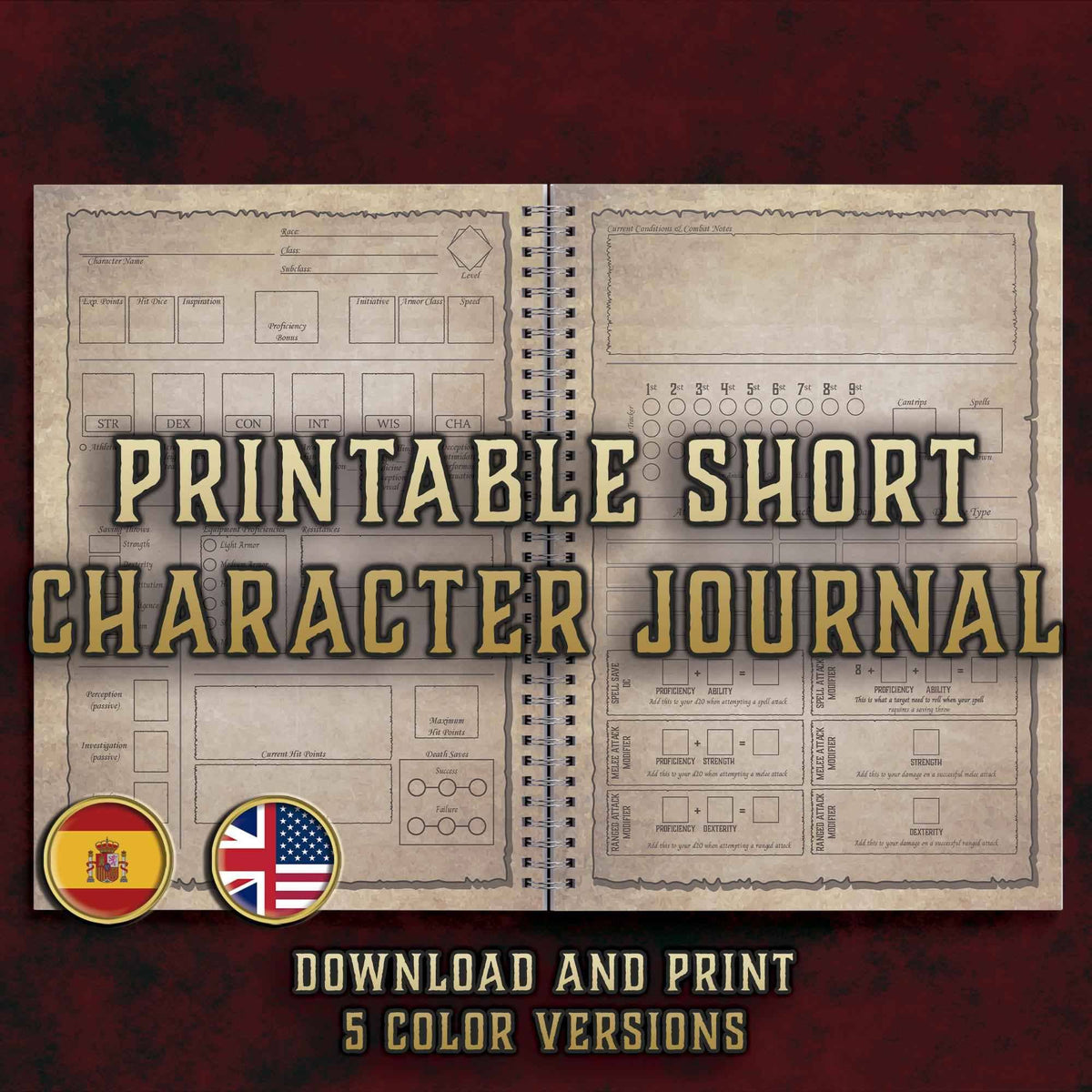 D&D 5E Digital Printable Character Sheets 2014 and 2024 – Cibola Designs